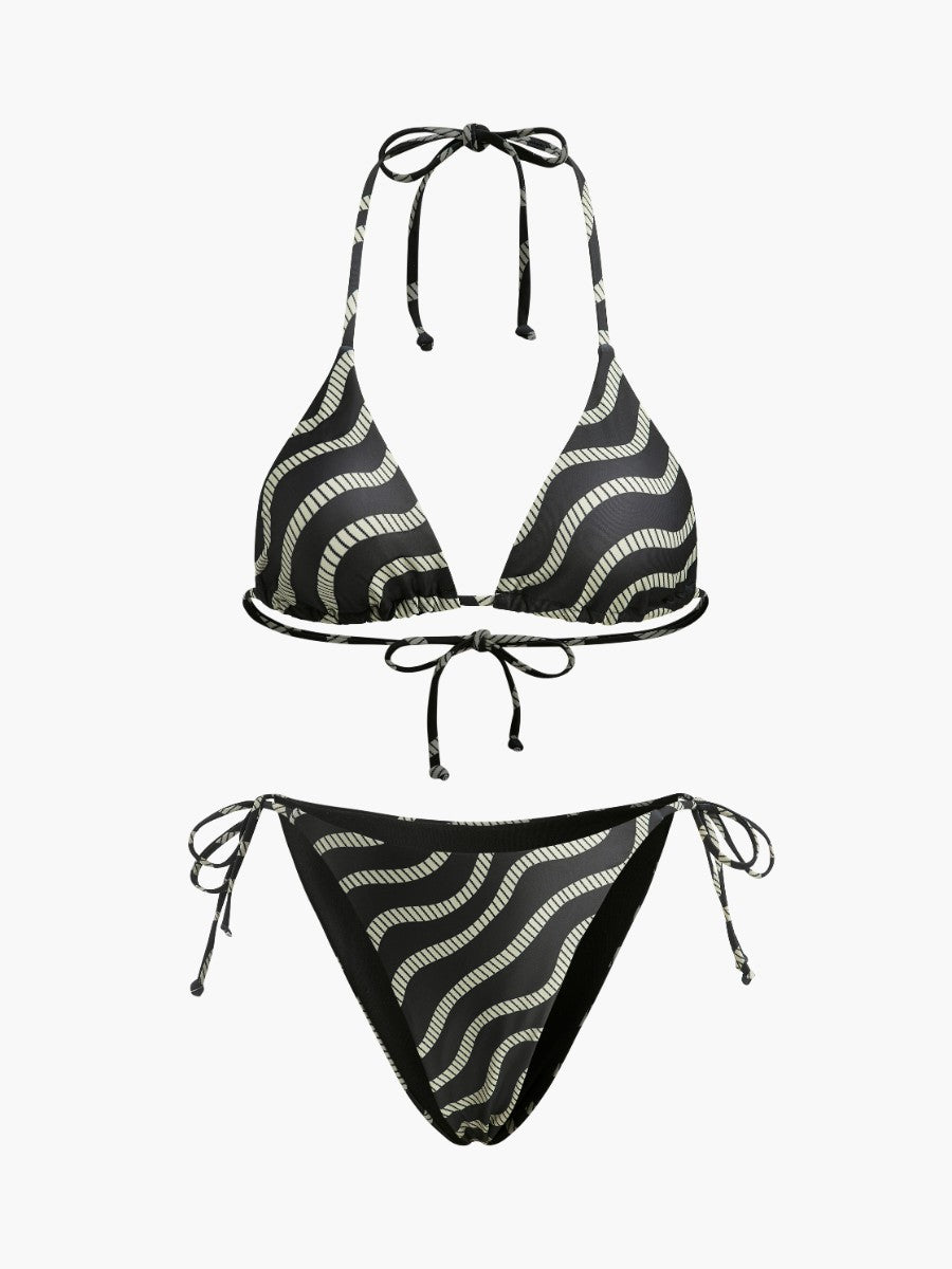 Wave Pattern Triangle Bikini Set | COMMENSE