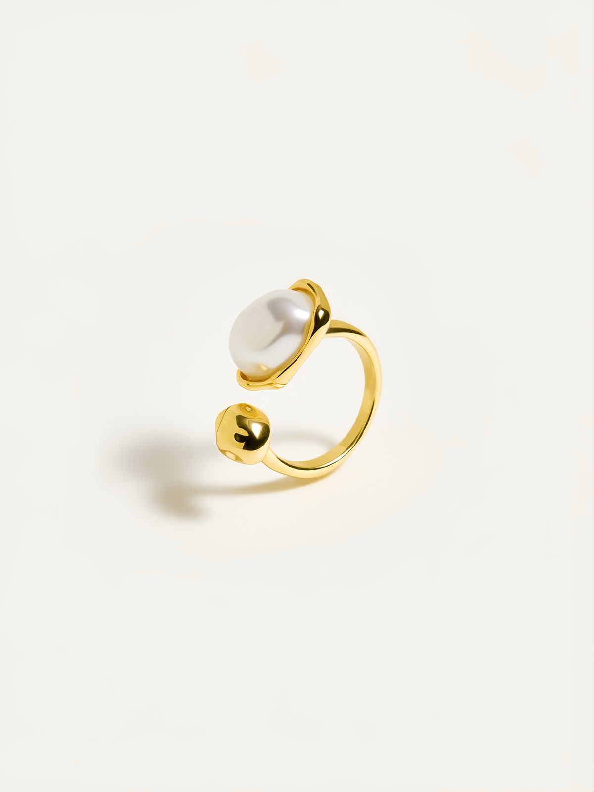 Golden Pearl Open Ring | COMMENSE