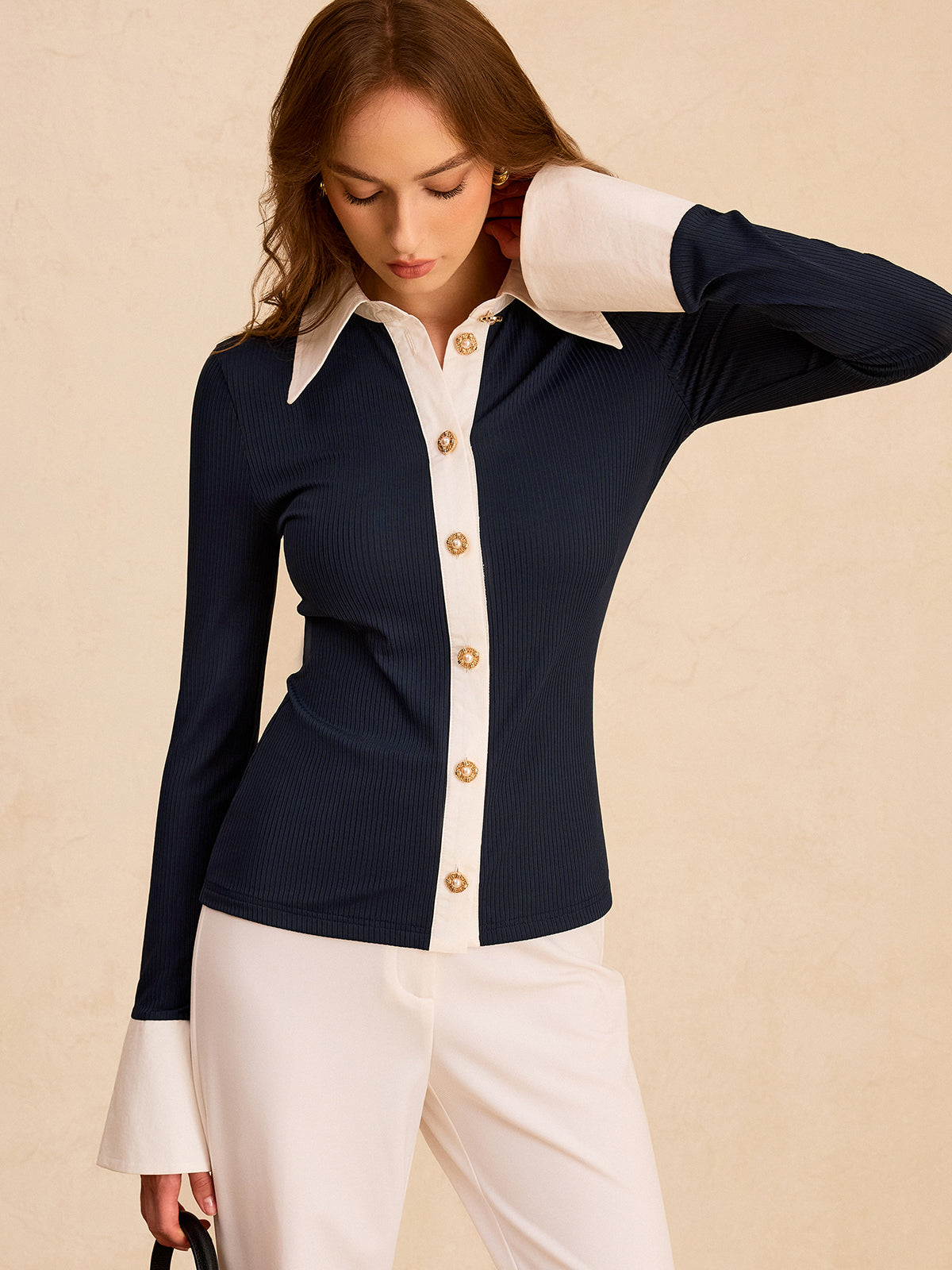 Color-Block Button-Down Shirt | COMMENSE