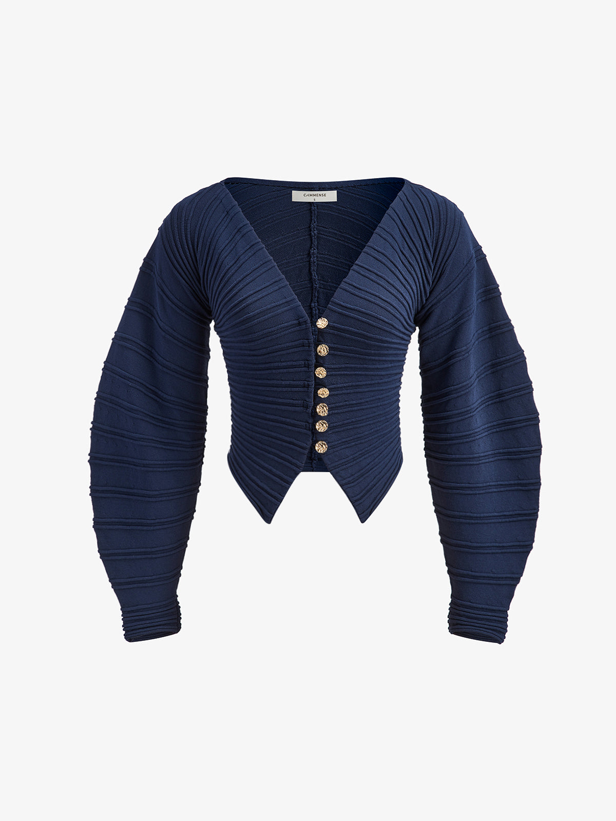 Pebble Pleated Button Knit Top | COMMENSE