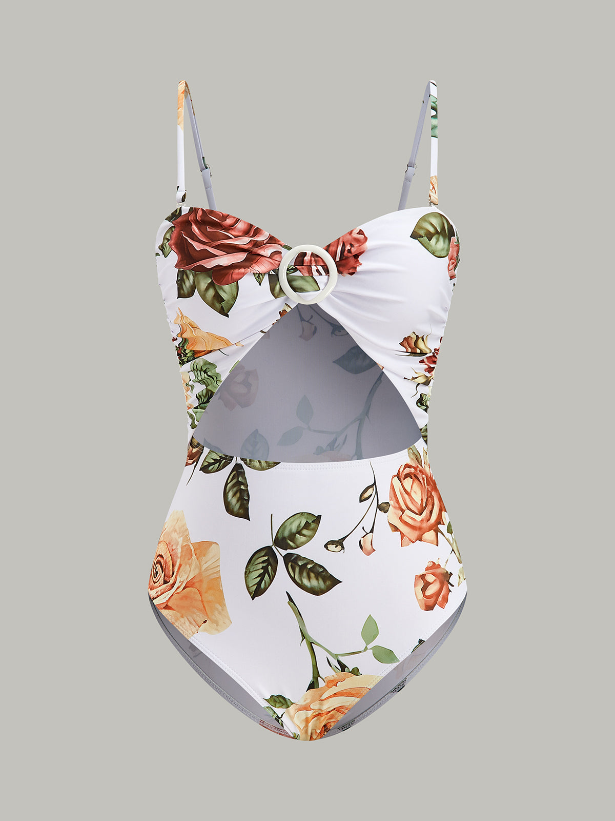 Floral Ring Cut-Out One-Piece Swimsuit | COMMENSE