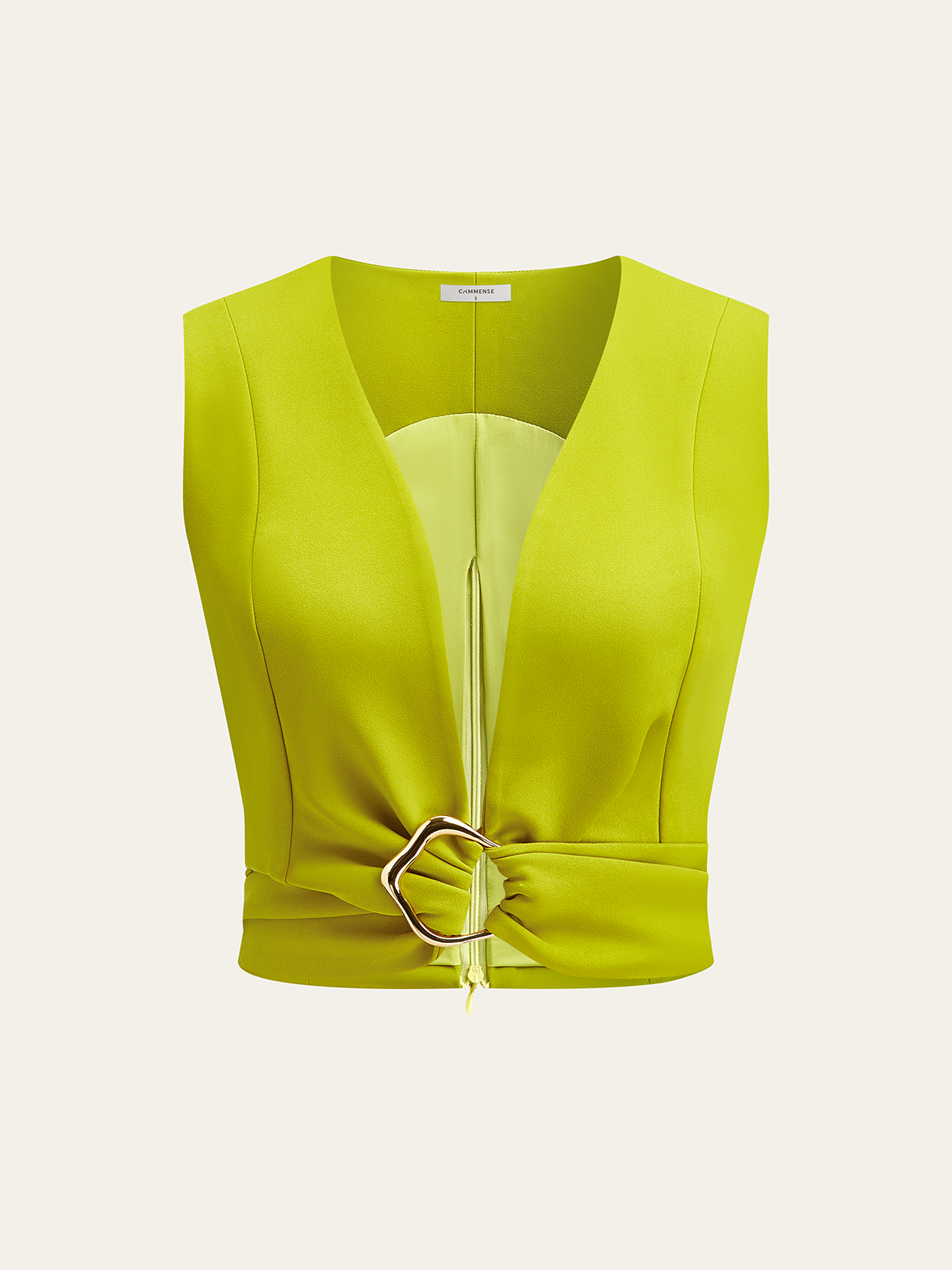 Sleeveless Crop Top With Metal Ring Detail | COMMENSE